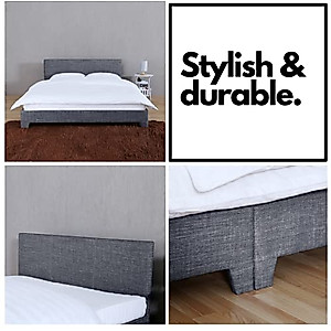 DECOMIL Queen Bed Frame with Headboard | Upholstered Platform Bed Frame, Sturdy Wooden Slats & Metal Frame | Queen Size