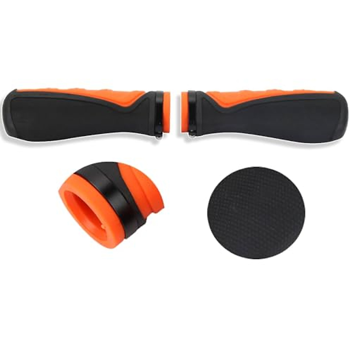 Bike Handlebar Grips, Orange & Black Rubber Anti-slip Lock-on Ergonomic Design Mountain Bike Grips, MTB BMX Anti-Slip Urban Bicycles Grips, Scooter Grips Accessories