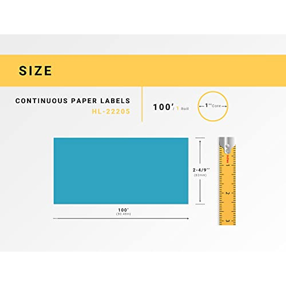 HOUSELABELS Compatible with DK-2205 Replacement Roll for Brother QL Label Printers; Blue Continuous Length Labels; 2-4/9" x 100 feet (62mm*30.48m) - 1 Roll
