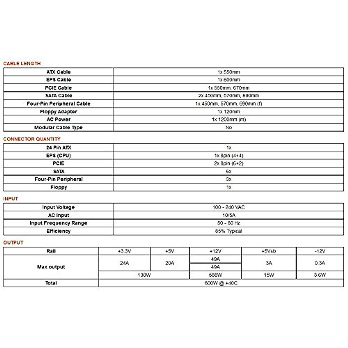 EVGA 600 B1, 80+ BRONZE 600W, 3 Year Warranty, Includes FREE Power On Self Tester, Power Supply 100-B1-0600-KR