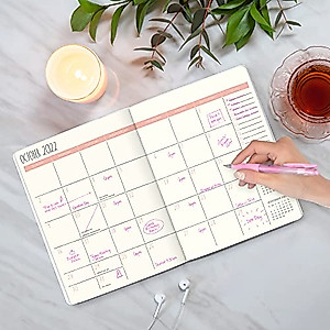 Rae Dunn by Orange Circle Studio Just Right 2022-2023 Monthly Planner - 17-Month Organizer with Full-Color Monthly Views, Storage Pocket & Elastic Closure - Future Looks Bright