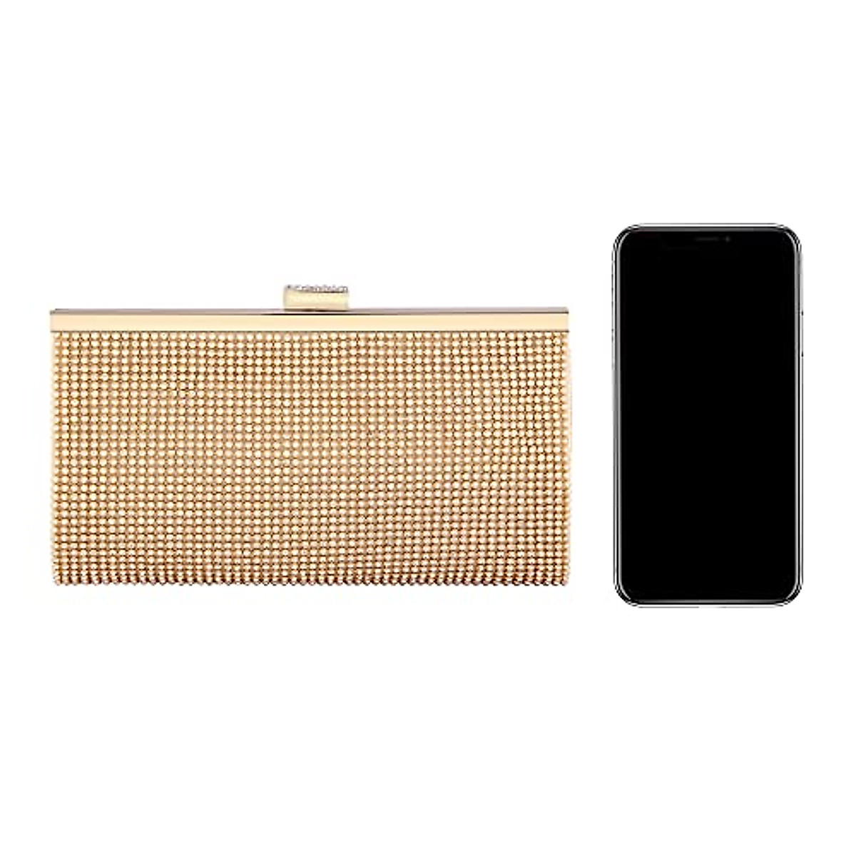 CHIC DIARY Rhinestones Crystal Clutch Purse for Women Evening Bag for Party Prom Crossbody Purse Shoulder Handbag (Gold)