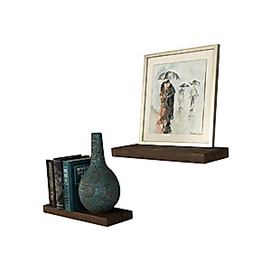 AVIGNON HOME Rustic Floating Wood Shelves Wall Mount Hanging Shelves Book Shelves Industrial Wood Book Shelves Storage, Display & Decor 16" Wide (Brown, 16 inches)