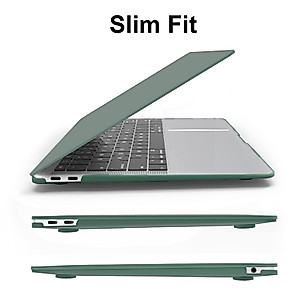 G JGOO Compatible with MacBook Air 13 Inch Case 2021 2020 2019 2018 Release M1 A2337 A2179 A1932, Slim Matte Plastic Hard Shell Case & 50PCS Laptop Sticker & Keyboard Cover, Midnight Green