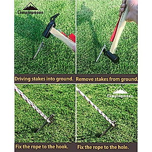 CAMPINGMOON 11.81-inch 8pcs Martensitic Stainless Steel 420J2 Hardened Forged Tent Stake Power Peg Ideal for Hard Ground R-30-8P