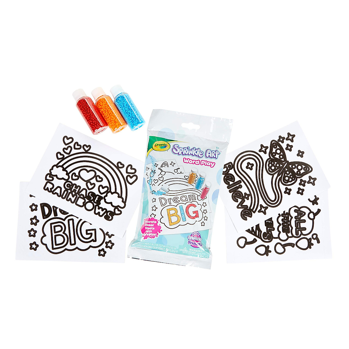 Crayola Sprinkle Art Say What Activity Kit, Word Art, Gift for Girls, Age 5, 6, 7, 8