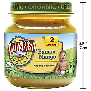 Earth's Best Organic Stage 2 Baby Food, Banana Mango, 4 oz. Jar (Pack of 12)