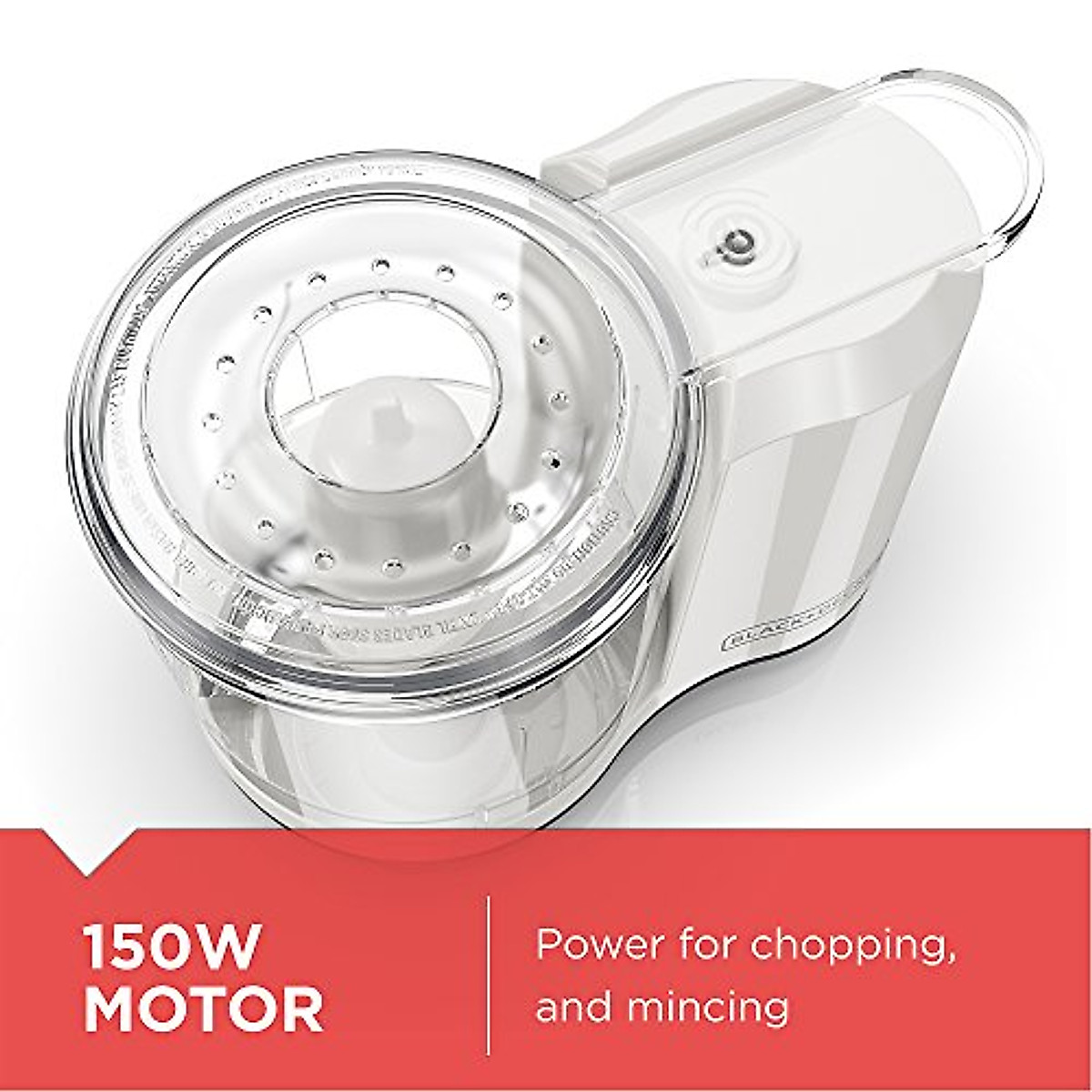 Black+Decker One-Touch HC150W 1.5-Cup Electric Food Chopper, White