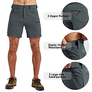FitsT4 Sports Men’s Cargo Hiking Shorts 7 Inch Stretch Water Resistant Quick Dry Lightweight Outdoor Tactical Shorts,Charcoal,XXL