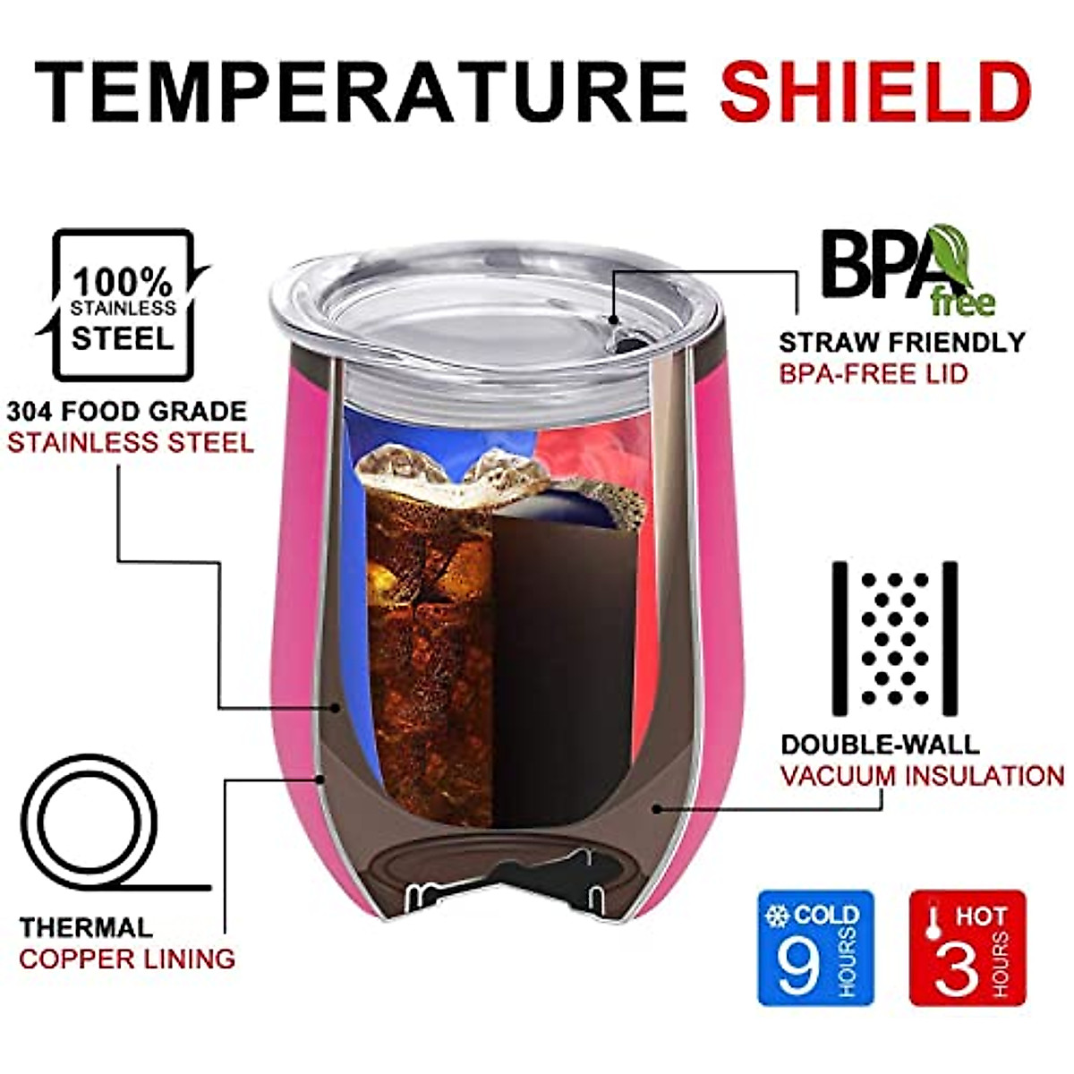 You're Awesome Wine Tumbler with Sayings for Women - Thank You Gifts - Funny Inspirational Gifts for Women, Her, Best Friend, Mom, Wife, Daughter, Sister, Coworker 12oz Insulated Wine Tumbler Hot Pink