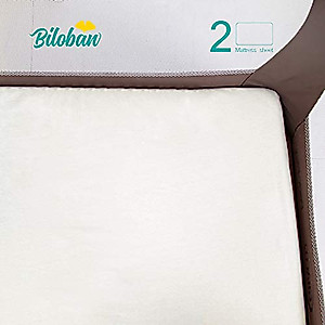 Organic Cotton Pack N Play Sheets, 2 Pack Portable Playard/Mini Crib Mattress Sheets, Ultra Soft, Cream White, Pre-Shrink