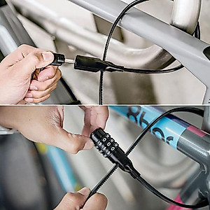 Zcargel Bicycle Lock, Multifunctional Adjustable Bicycle Lock Zip Tie Lock - with 3-Digit Key/with Password - for Bikes Luggage Skis Lockers and Doors