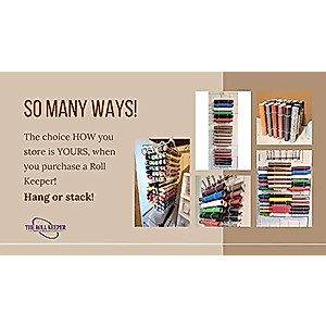 The Roll Keeper, Vinyl Roll Holder and Craft Room Organizer, Hanging Adjustable Rack, Diamond Painting Accessories,Closet, Door and Wall Mount, Holds 36 Roll (White Elastic)