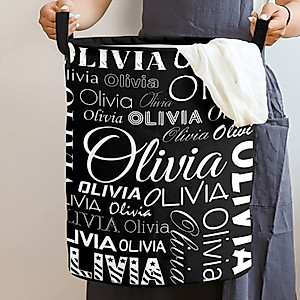 Custom Laundry Basket Personalized Collapsible Laundry Hamper with Name Customized Dirty Clothes Storage Basket with Handle for Bedroom（Style 08）