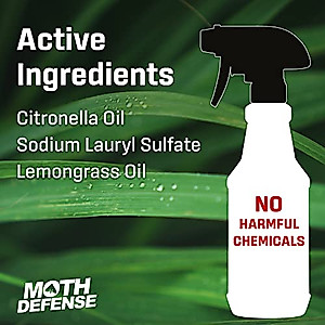 Exterminator’s Choice - Moth Defense Spray - 32 Ounce - Natural, Non-Toxic Moth Repellent - Quick and Easy Pest Control - Safe Around Kids and Pets - Eliminates and Deters Moth