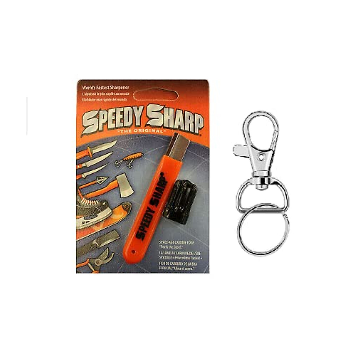Speedy Sharp Carbide Knife Sharpener, Key Chain & Hook Ring included, Orange