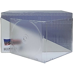 USDISC CD Jewel Cases Slimline 5.2mm, Single 1 Disc, Clear, Pack of 400