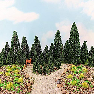 52pcs Model Pine Trees Green Pines Plastic for Forest HO Scale Model Railway Layout Miniature Scenery S0901