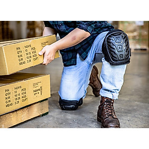 CE' CERDR Professional Knee Pads for Work - Heavy Duty Foam Padding Kneepads for Construction, Gardening, Flooring with Comfortable Gel Cushion to Save Your Knees (Knee High)