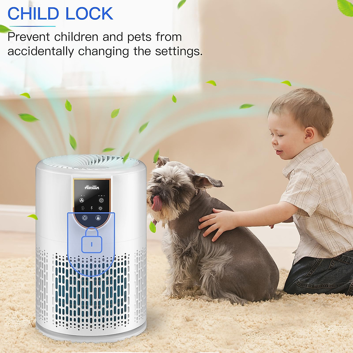 Air Purifier for Home Bedroom, H13 True HEPA Air Purifiers for Home Large Room with Fragrance Sponge, Air Cleaner Purify 99.9% Micron Particles, Smoke, Pet Dander, AP0801