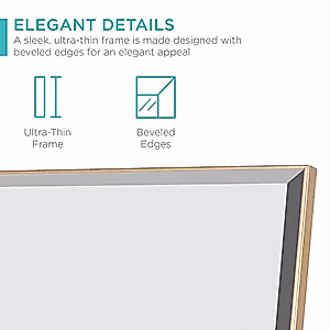 Best Choice Products Large 65x22in Full Length Mirror, Rectangular Hanging & Leaning Floor Mirror for Bedroom, Living Room, Vertical, Horizontal w/High Clarity, Beveled Edges, Anti-Blast Film - Gold