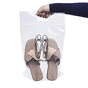 12 pieces of Zipper Heavy duty Clear Plastic Poly Bags Resealable Storage Shoes, Boot, Clothing, Linens, Books, Toys and others, a pleated expandable bottom. (Lady Shoes Bags)