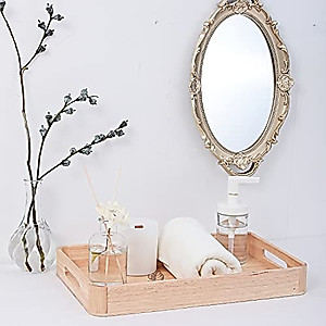 Wood Serving Tray with Handles, Set of 2 Platters, Perfect for Food Tray, Breakfast Tray, Toilet Tray Bathroom Sink Tray