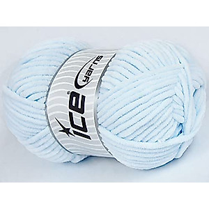 Lot of 4 x 100gr Skeins Ice Yarns Velvet Chenille Hand Knitting Yarn Baby Blue