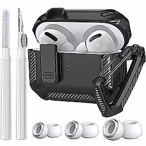 OTOPO Compatible with Airpods Pro 2/1 Case Cover Lock with Ear Tips Cleaning Kit, iPods Pro 2 Rugged Protective Airpod Pro Case for Apple Airpod Pro 2nd Generation Earbuds Case Men Women Black