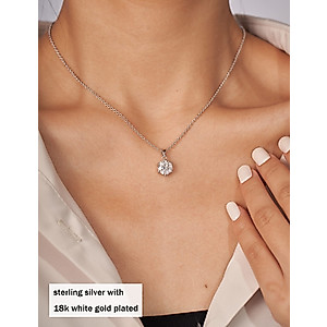 IMOLOVE Moissanite Solitaire Pendant Necklaces for Women Sterling Silver with 18K White Gold Plated 2 Carat D Color VVS1 Clarity Mossanite Jewelry for Women