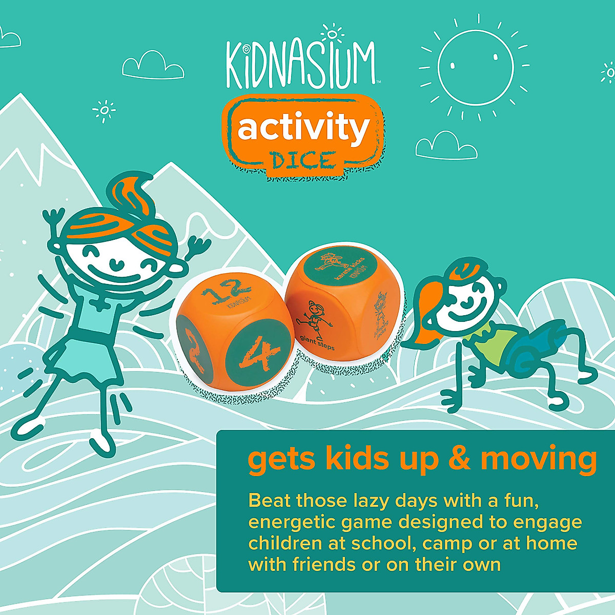Kidnasium Activity Fitness & Exercise Dice | Fun Educational Classroom Gym Learning Game for Kids 5 and Up | Soft Rolling Cubes for Active Boys & Girls