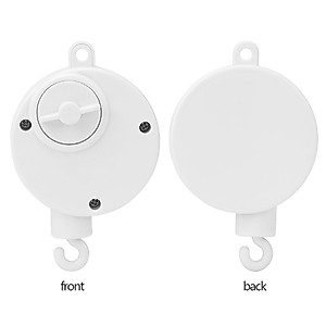 Baby Rotary Mobile Crib Bed Toy, Windup Clockwork Movement White Music Box with Rotating Hook