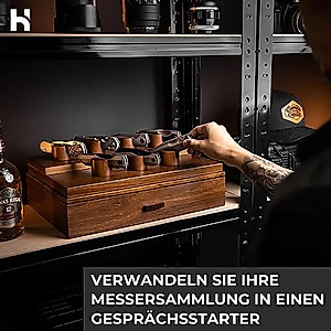 Pocket Knife Display Case – Pocket Knife Case – Knife Cases For Collections – Two-Tier Knife Holder And Knife Display Stand – Pocket Knife Storage Knife Collection Storage Box – The Armory – Walnut