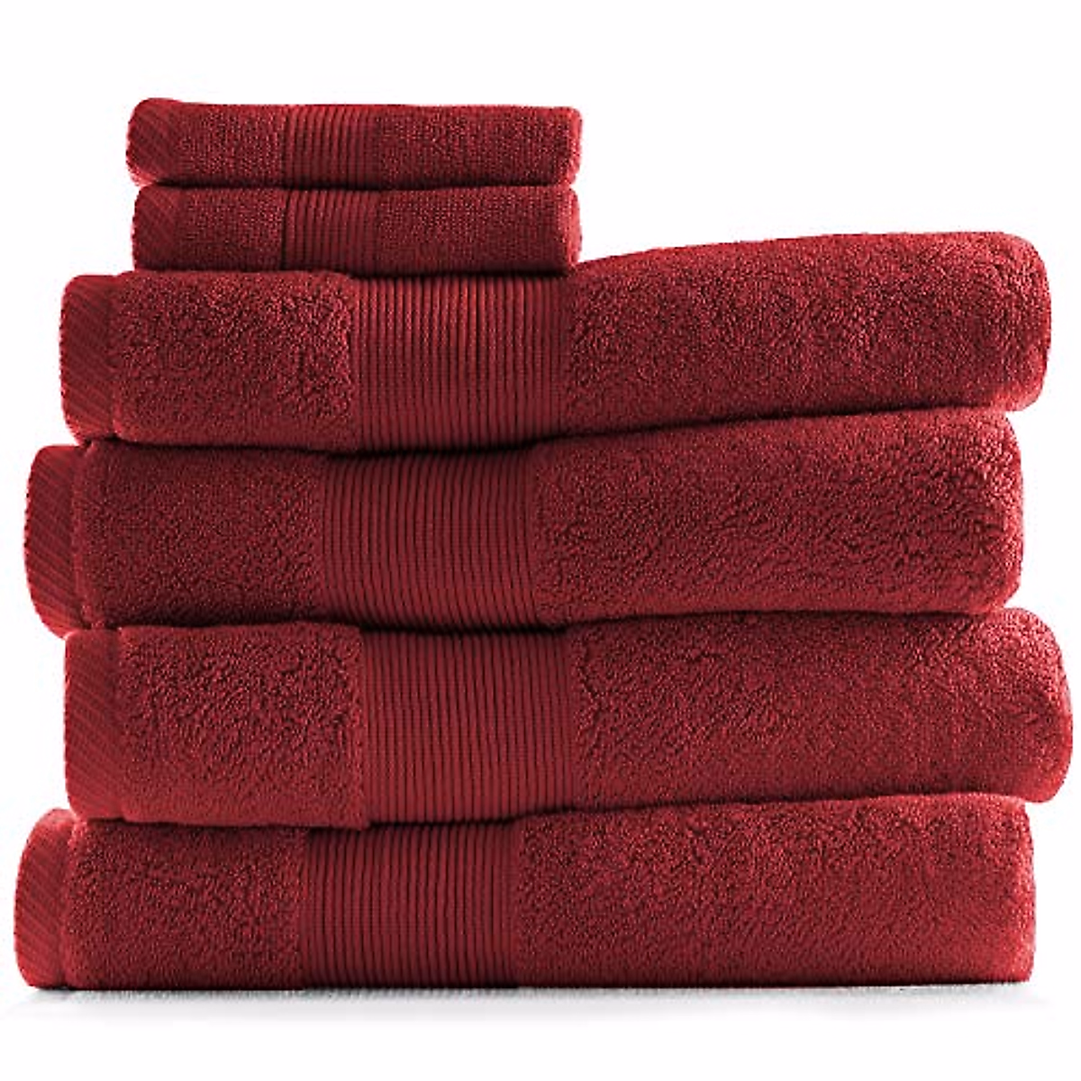 Hearth & Harbor Bath Towels for Bathroom - 100% Ring Spun Cotton Luxury Bathroom Towels - Ultra Soft & Highly Absorbent, Bath Towels Set of 6 - Red