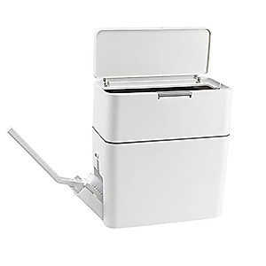 Gralara Trash Can with Brush High Capacity Rubbish Bin Rectangular Button Cover 12L Garbage Container Bin for Indoor Toilet Outdoor Bathroom Bedroom