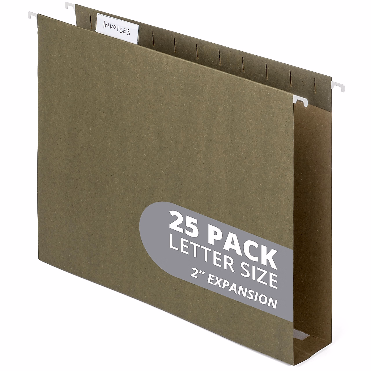 Blue Summit Supplies Extra Capacity Hanging File Folders, 25 Reinforced Hang Folders, Heavy Duty 2 Inch Expansion, Designed for Bulky Files and Charts, Letter Size, Standard Green, 25 Pack