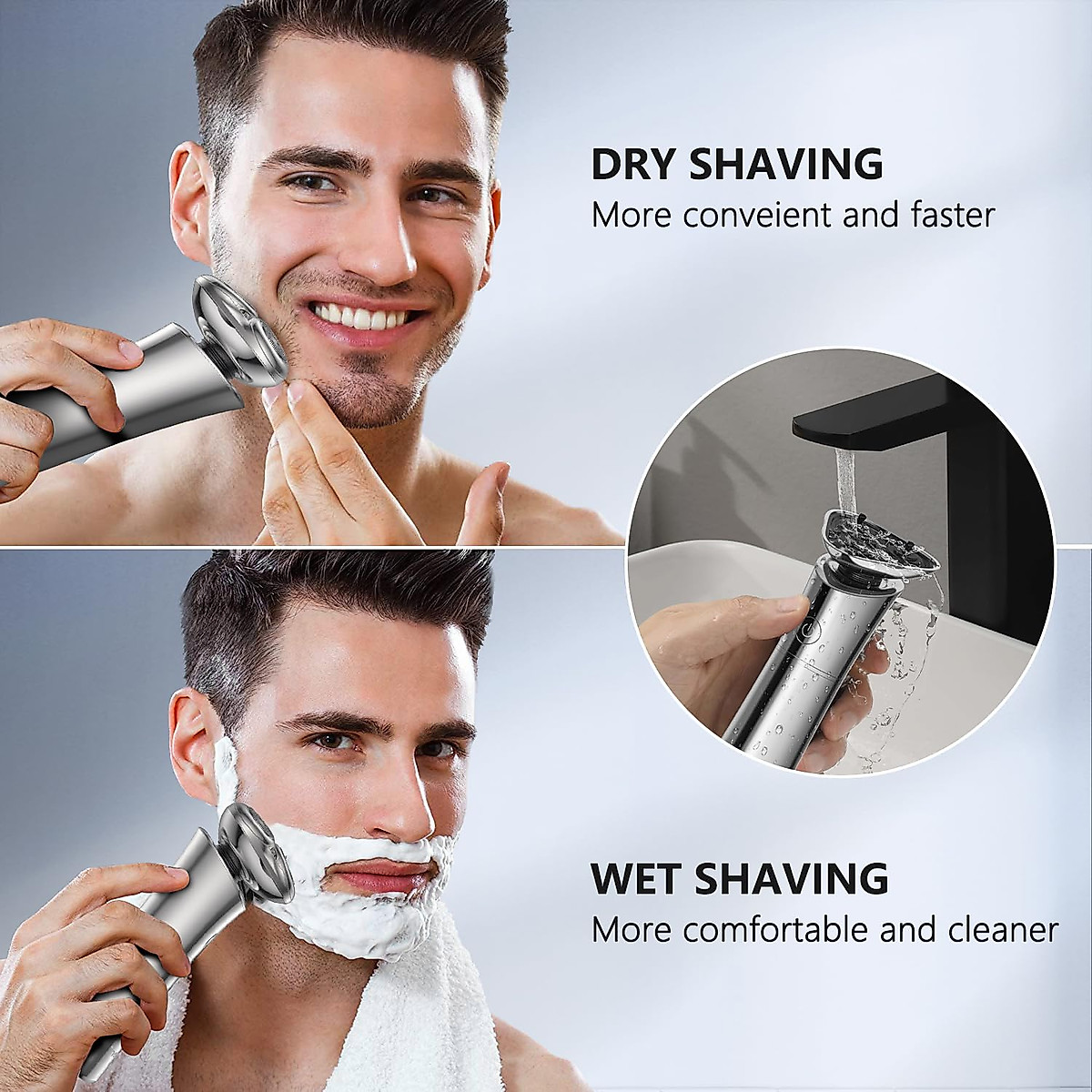 Electric Razor for Men, kensen Rechargeable Men's Rotary Shaver Cordless, Waterproof, Wet & Dry, 3D Magnetic Floating Head, LED Display – The Ultimate Electric Razor for Men's Shaving