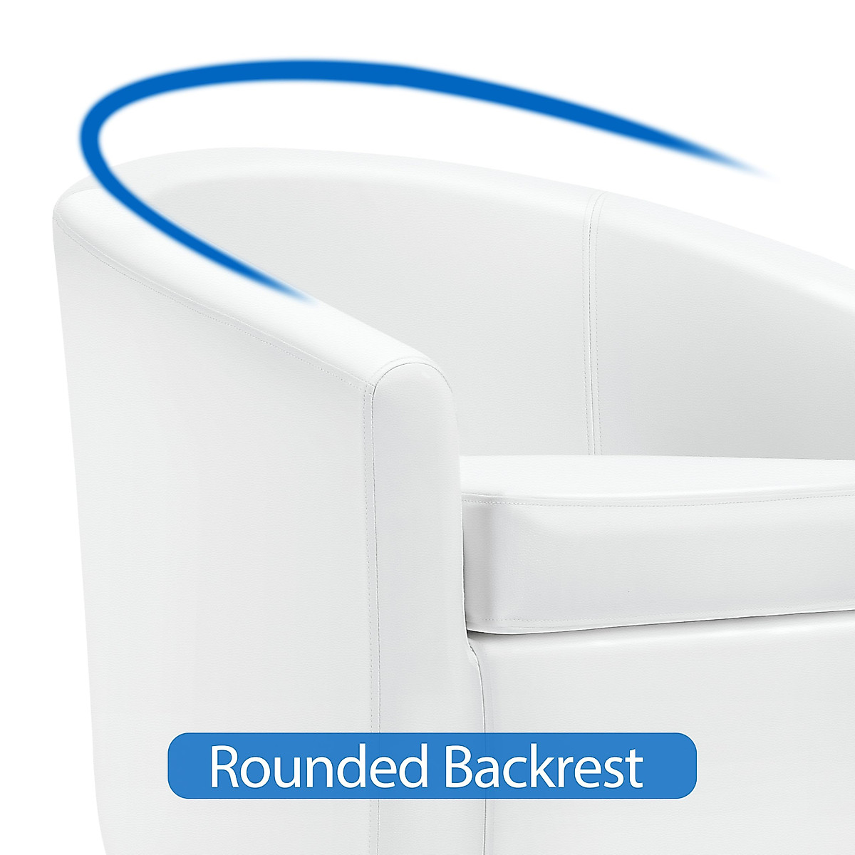 Topeakmart Faux Leather Club Chair, Modern Accent Chair and Cozy Barrel Chair with Sturdy Wood Legs for Living Room Bedroom Reception Room, White