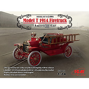 ICM ICM24004 Ford 1:24-Model T 1914 Firetruck, American Car