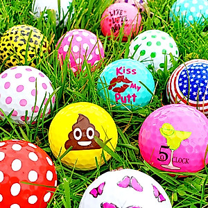 NAVIKA Pink Butterfly Print on White Golf Balls | Sleeve of 3 Balls | Vibrant Neon Pink Butterflies Wrapped Around Golf Balls | Cute Printed Golf Balls | Great for Women and Kids