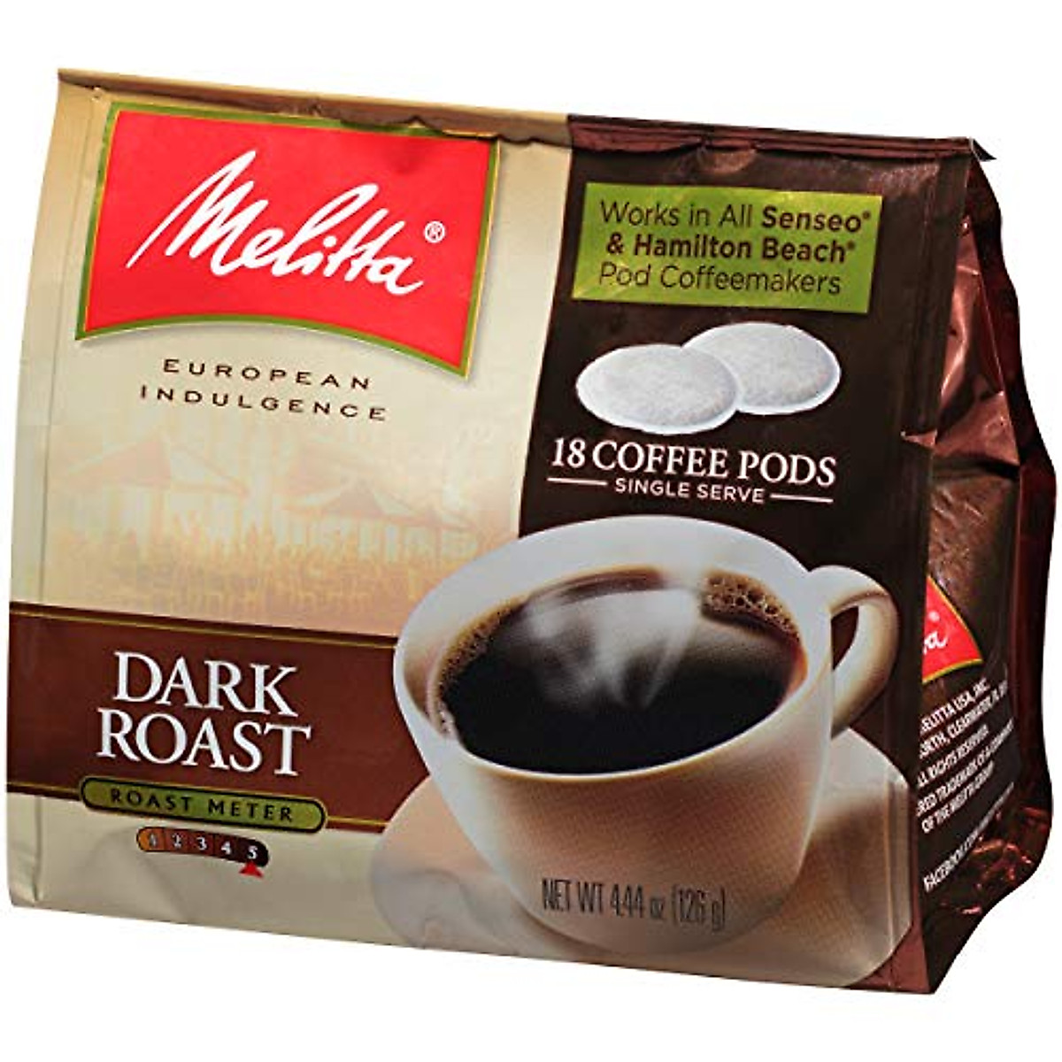 Melitta Coffee Pods, Dark Roast, 18 Count (Pack of 6) 108 Total Pods