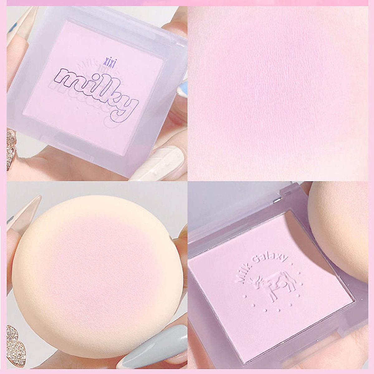 Blush Palette, Milk Galaxy Soft Mist Blush Monochrome Blush Palette Matte Vitality Nude Makeup Rouge Repair Blush Portable Daily Light Makeup Pink Tender Girl Beautiful Woman (Taro paste)