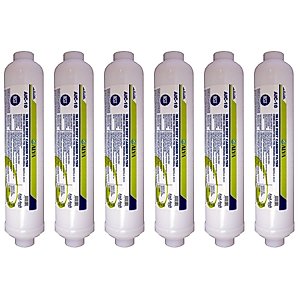 LASCO 37-1821 Ice Maker Inline Filter with 1/4-Inch Compression Connection, 6-Pack, Silver, 6 Count