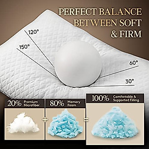 Lifewit Shredded Memory Foam Pillow King Size - Premium Adjustable Loft Hypoallergenic Cooling Pillow for Sleeping for Side, Back, Stomach Sleepers, Washable Cover - CertiPUR-US Certified