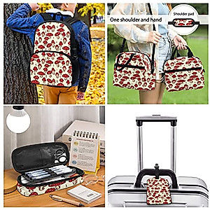 Mushroom Durable Travel Backpack Art Painted Tote Backpack for Women Girls Print Laptop Backpack for College Students Lunch Box with Zipper for Hiking Portable Pencil Bag for Boys Girls