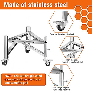 Universal Firepit Stand for 15" 17" 19.5" 22" 25" 27" FirePit, Stainless Steel Camping Fire Pit Stand for Solo Stove Ranger, Bonfire, Yukon, Outdoor Fireplace Accessory for Solo Stove & Other Fire Pit