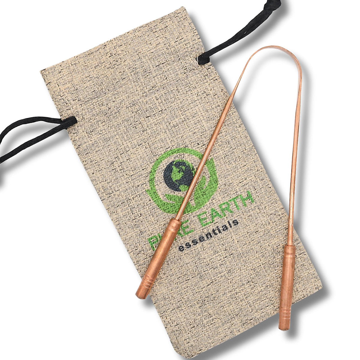100% Pure Copper Tongue Scraper for Adults - Heavy-Duty, Rust-Proof, Long-Lasting Oral Care - Travel Tongue Scraper Ayurvedic with Case - PURE EARTH essentials (1 Piece/Pack)