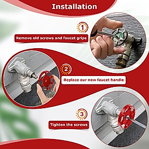 Dreyoo 2 Pack Outdoor Faucet Handles, Oval Spigot Handles Compatible with Arrowhead PK1290, 12 Point Faucet Knob for Outside Hose Bibb, Garden Valves and Frost Proof Wall Hydrants (Red)