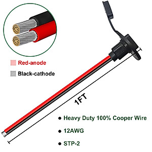 OYMSAE SAE Power Socket Sidewall Port Quick Connect Solar Panel Flush Mount Connector Plug Cable 12AWG SAE Connector Cable with 8 Screws for Solar Generator Battery Charger (2 Pack)