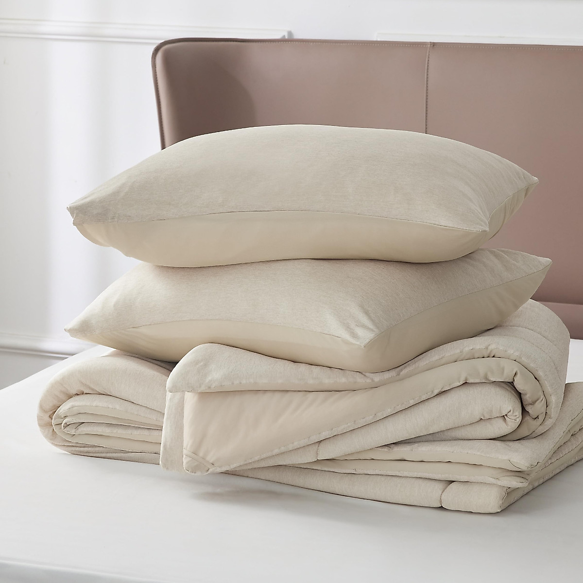 Bedsure Queen Comforter Set - Cooling and Warm Bed Set, Linen Reversible All Season Cooling Comforter, 3 Pieces, 1 Queen Size Comforter (88"x88") and 2 Pillow Cases (20"x26")